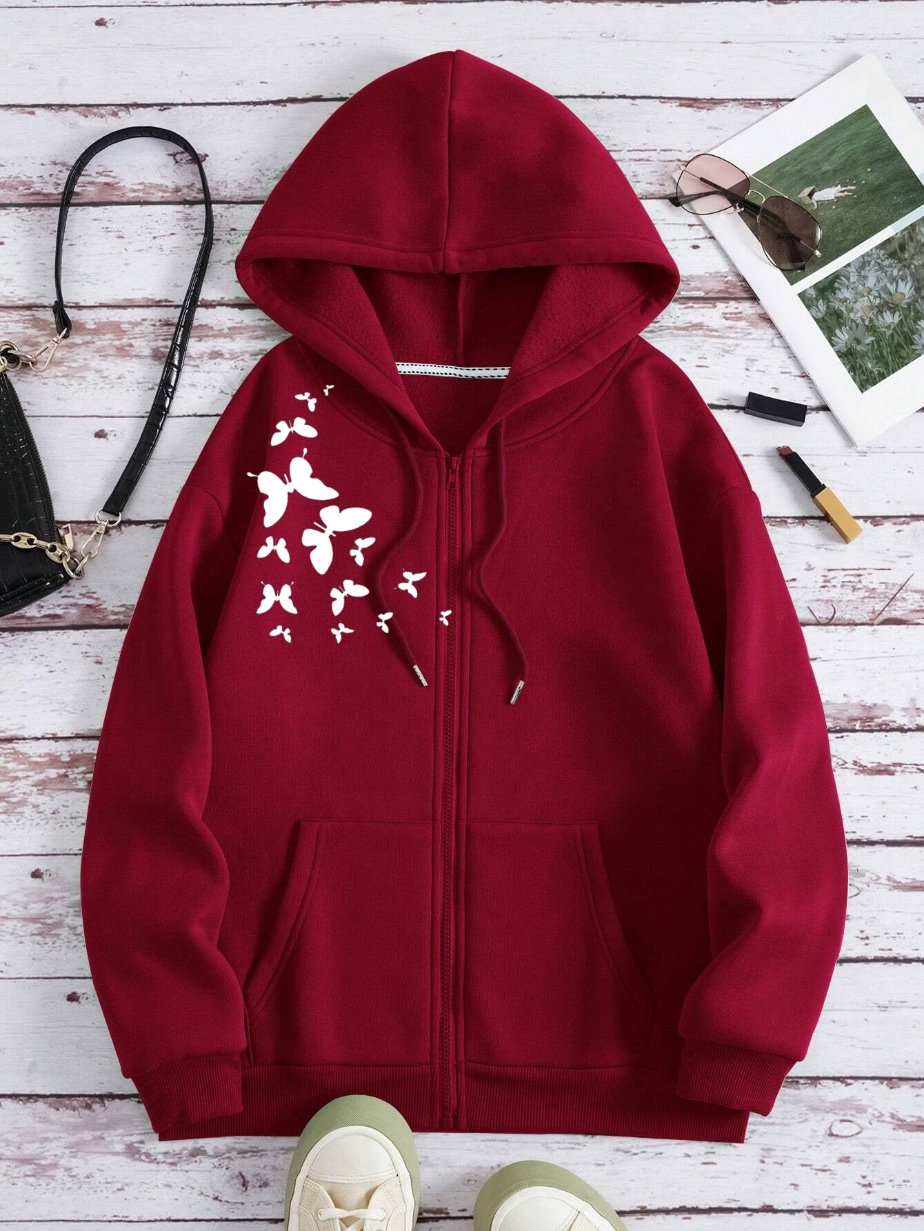 MAROON ZIPPER SHOULDER BUTTERFLY – Ewardrobe